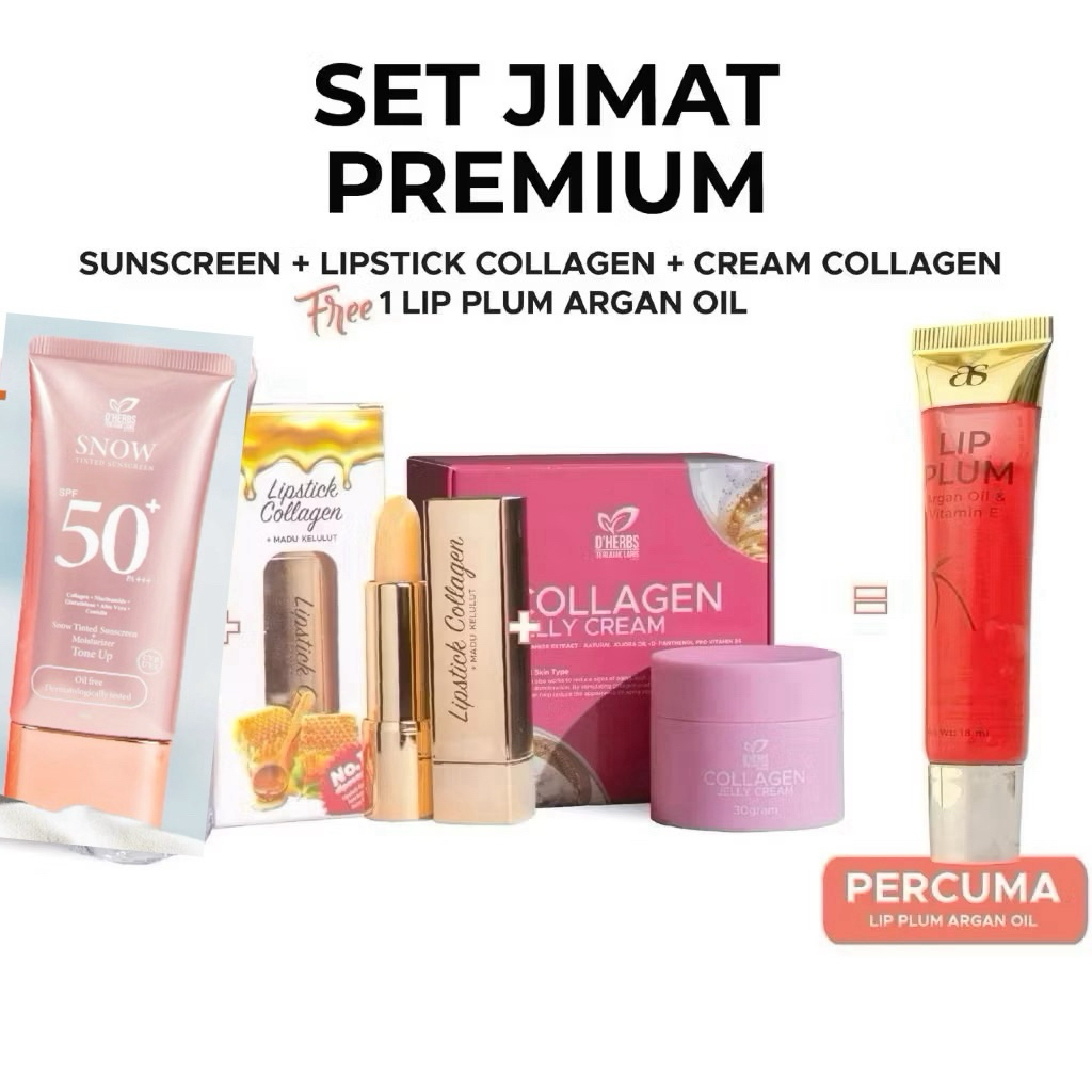 DHERBS SET JIMAT PREMIUM (SNOW TINTED + LIPS COLLAGEN + COLLAGEN JELLY ...