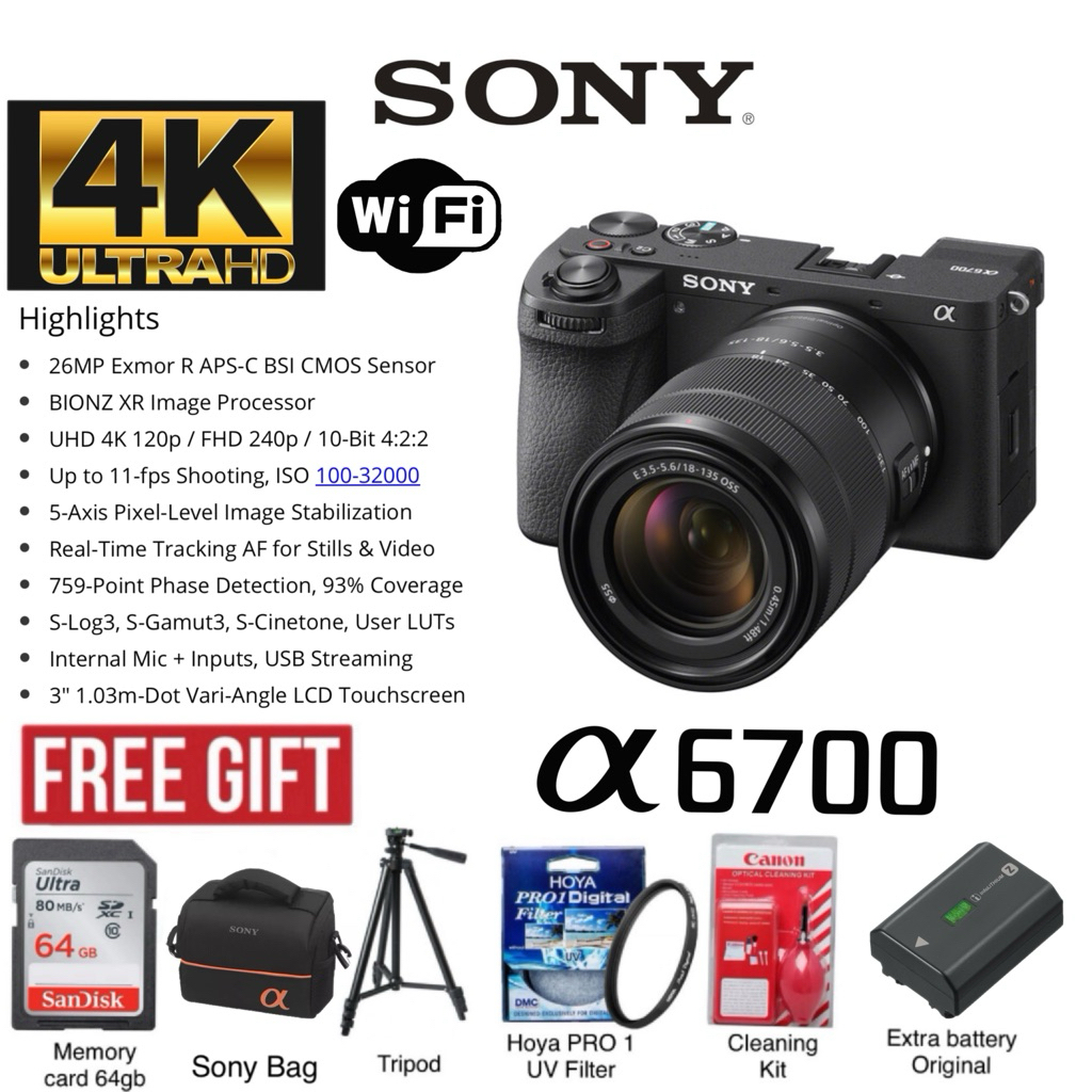(NEW READY STOCK)SONY A6700 18-135MM 4K 120FPS 26MP EXMOR R APSC BSI ...