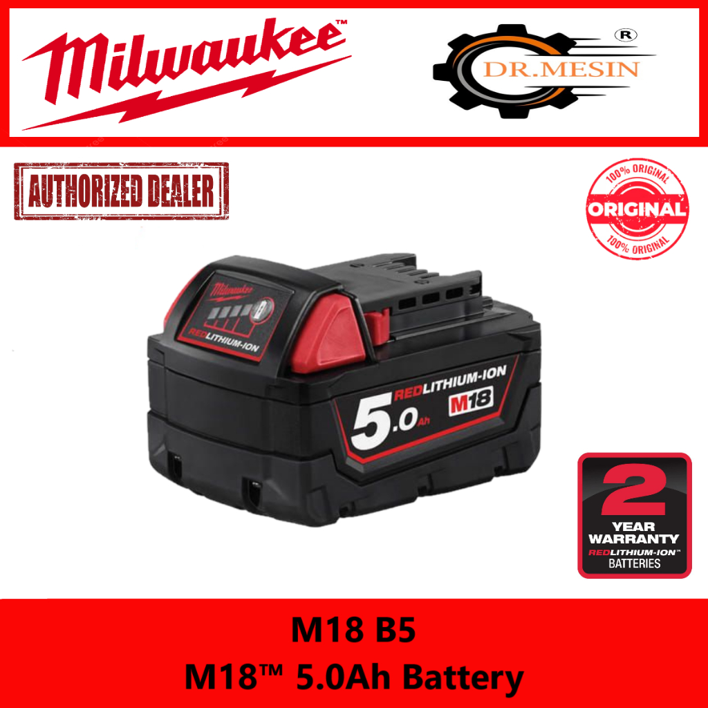 MILWAUKEE M18 B5 5.0AH BATTERY / M18 B5 STARTER PACK | Shopee Malaysia