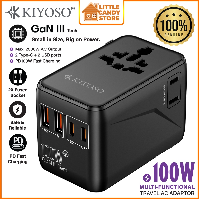 KIYOSO® PD100W Fast Charging Universal Adapter GaN III Tech Power ...