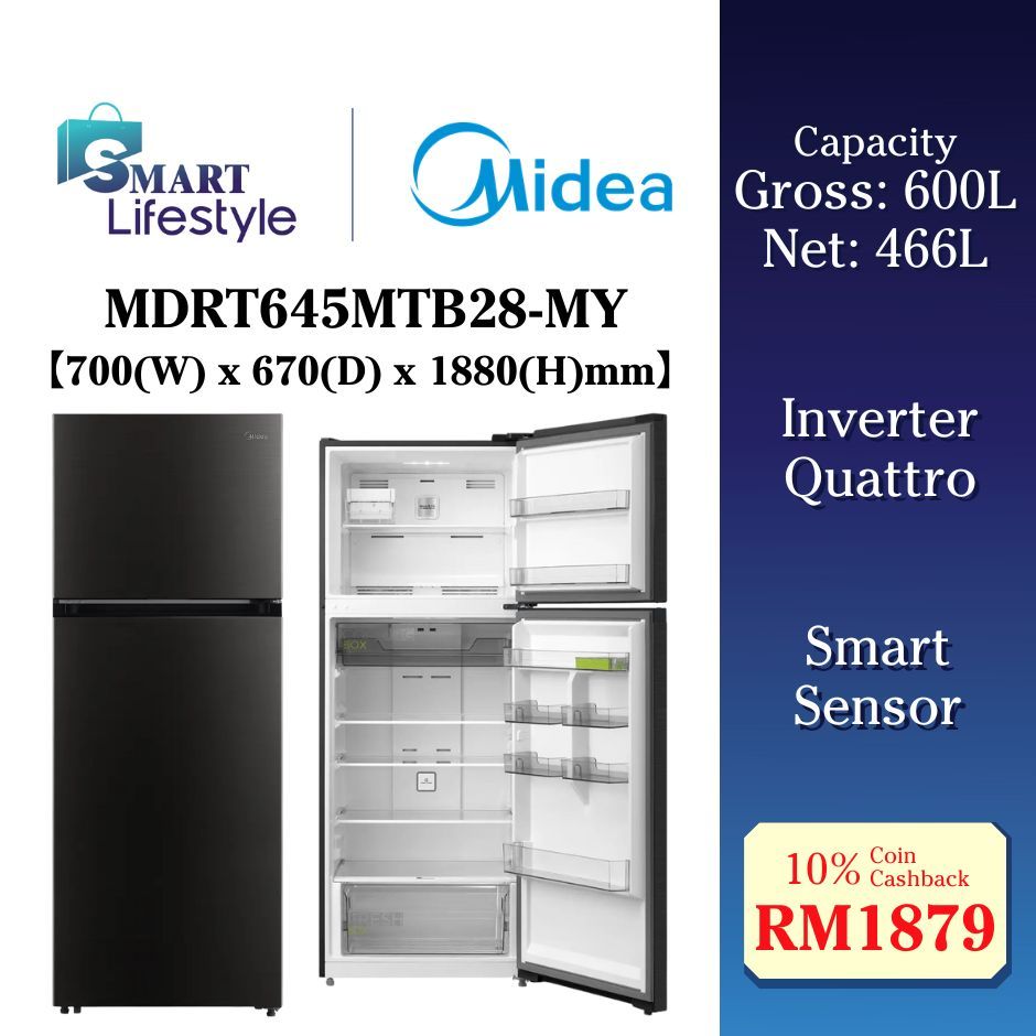 Midea 600L Inverter Quattro 2 Door Refrigerator with Smart Sensor ...