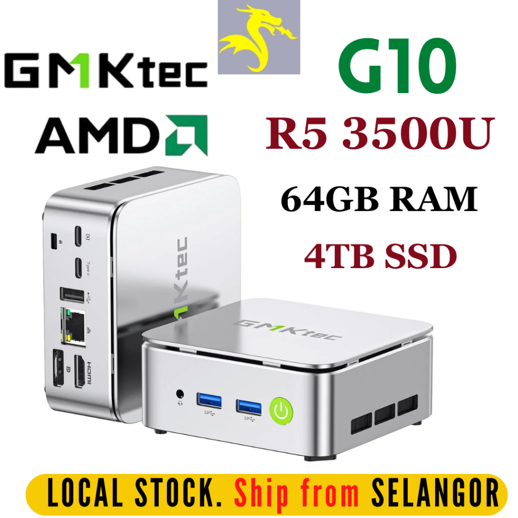 GMKtec G10 AMD Ryzen 5 3500U Windows Mini PC 64GB DDR4 RAM 4TB SSD ...