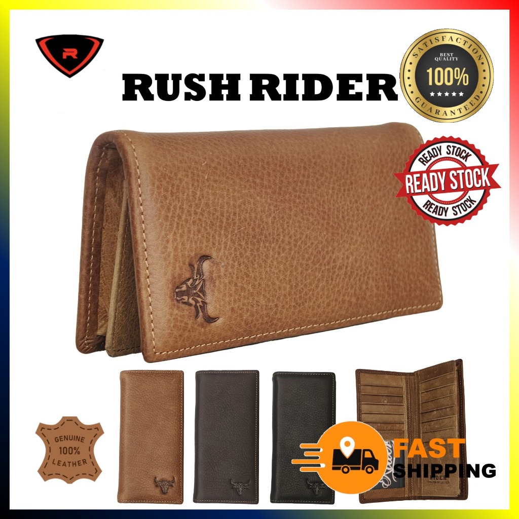 RUSH RIDER ORIGINAL GENUINE LEATHER LONG WALLET MEN WOMEN DOMPET BEG ...