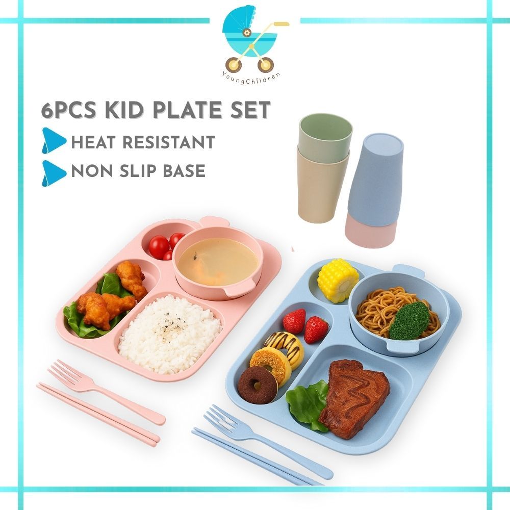 👶Pinggan Kanak Kanak Pinggan Budak Wheat Straw Plate Kids Plate Set ...