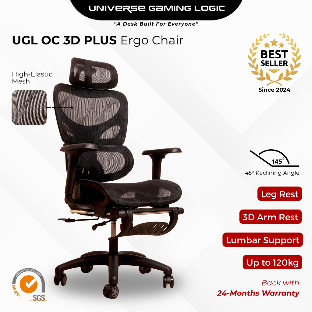 UGL OC PLUS TALL BACK 3D Egonomic Office Chair 3D Mesh Lumbar Support ...
