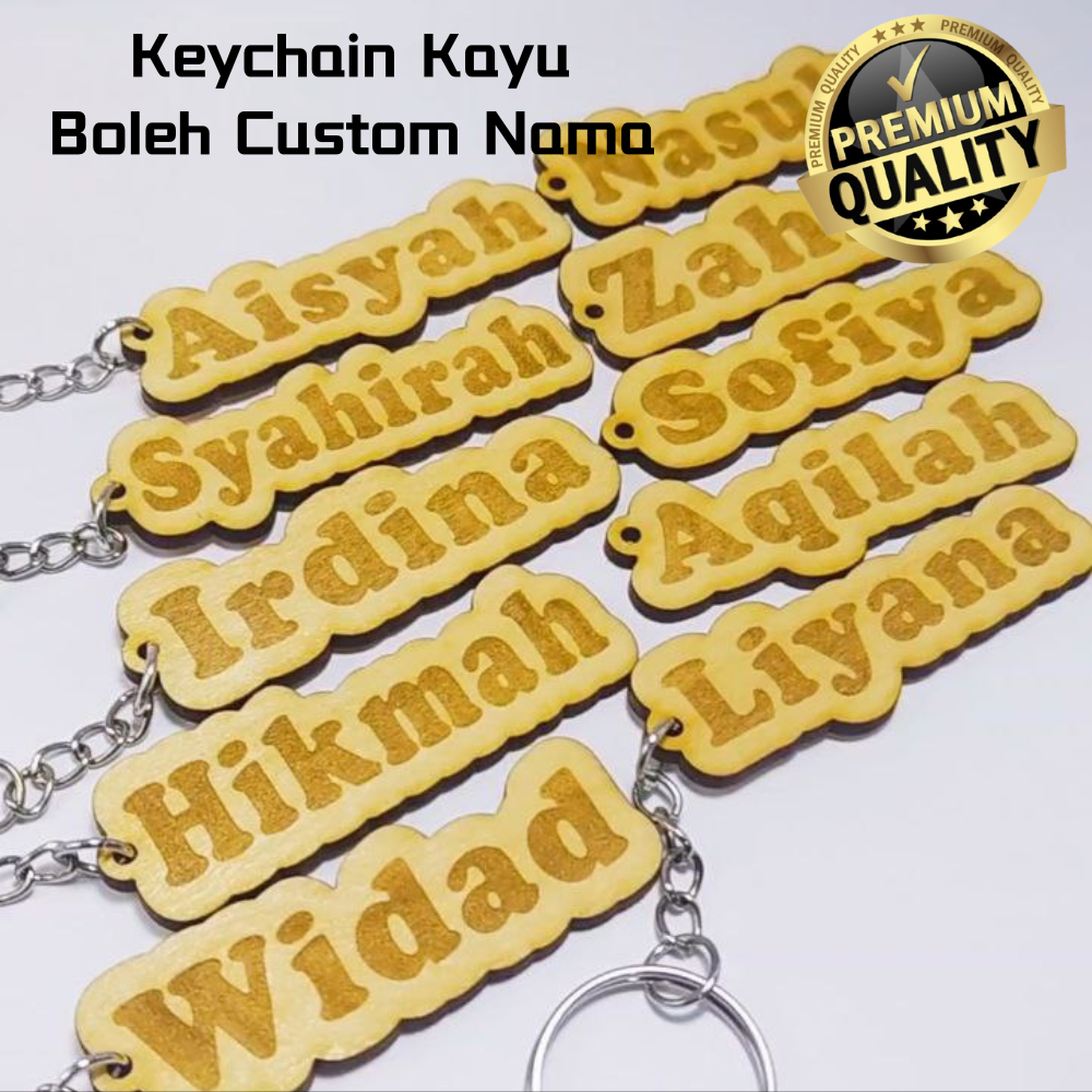 KEYCHAIN WOODEN | CUSTOM NAMA | KEYCHAIN CUSTOM | ENGRAVE | HADIAH ...