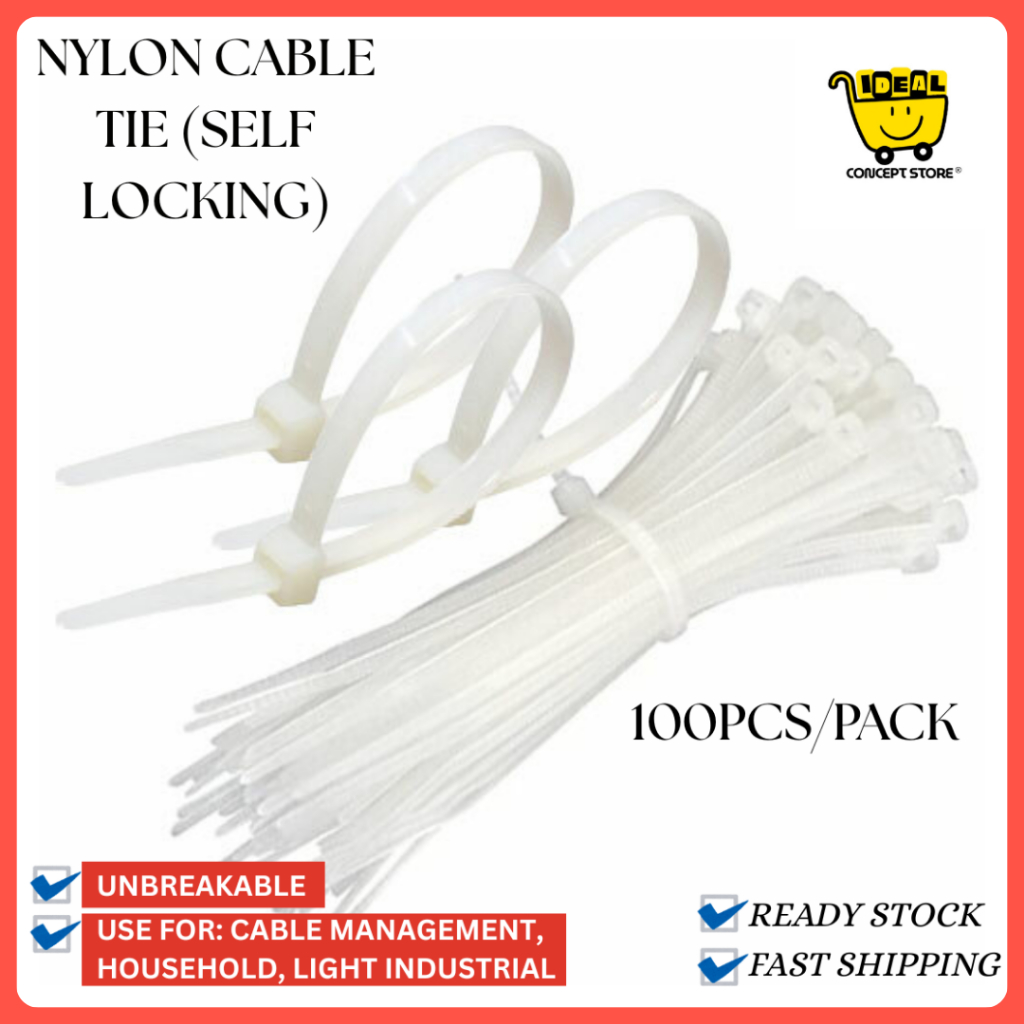 Ideal Concept Store | Tali Kabel Nylon 4.8×250mm Putih (100pcs) | Cable ...