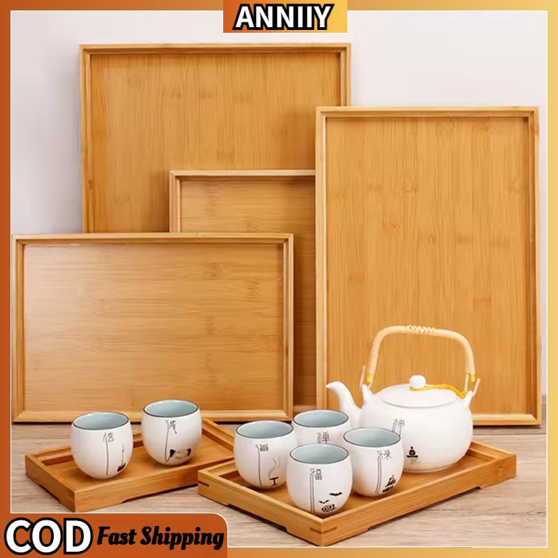 Bamboo Wooden Rectangular Serving Tray Tea Cup Trays Tableware Food ...