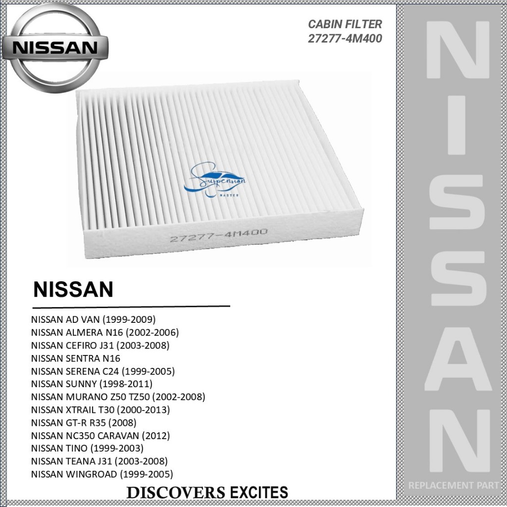 27277-4M400 CABIN FILTER NISSAN ALMERA N16 CEFIRO SENTRA N16 SERENA C24 ...