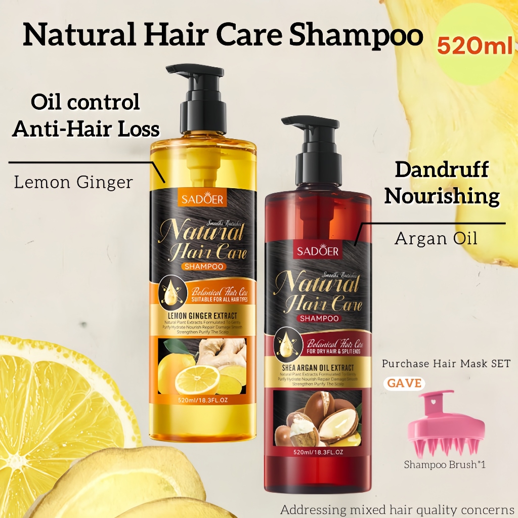 Oil Control Shampoo 520ml Argan Oil, Lemon Ginger Plant Essence Shampoo ...