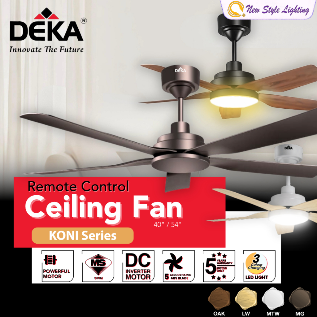 DEKA KONI 54" Ceiling Fan 5 Blades LED Light DC Motor Baby Fan Remote ...
