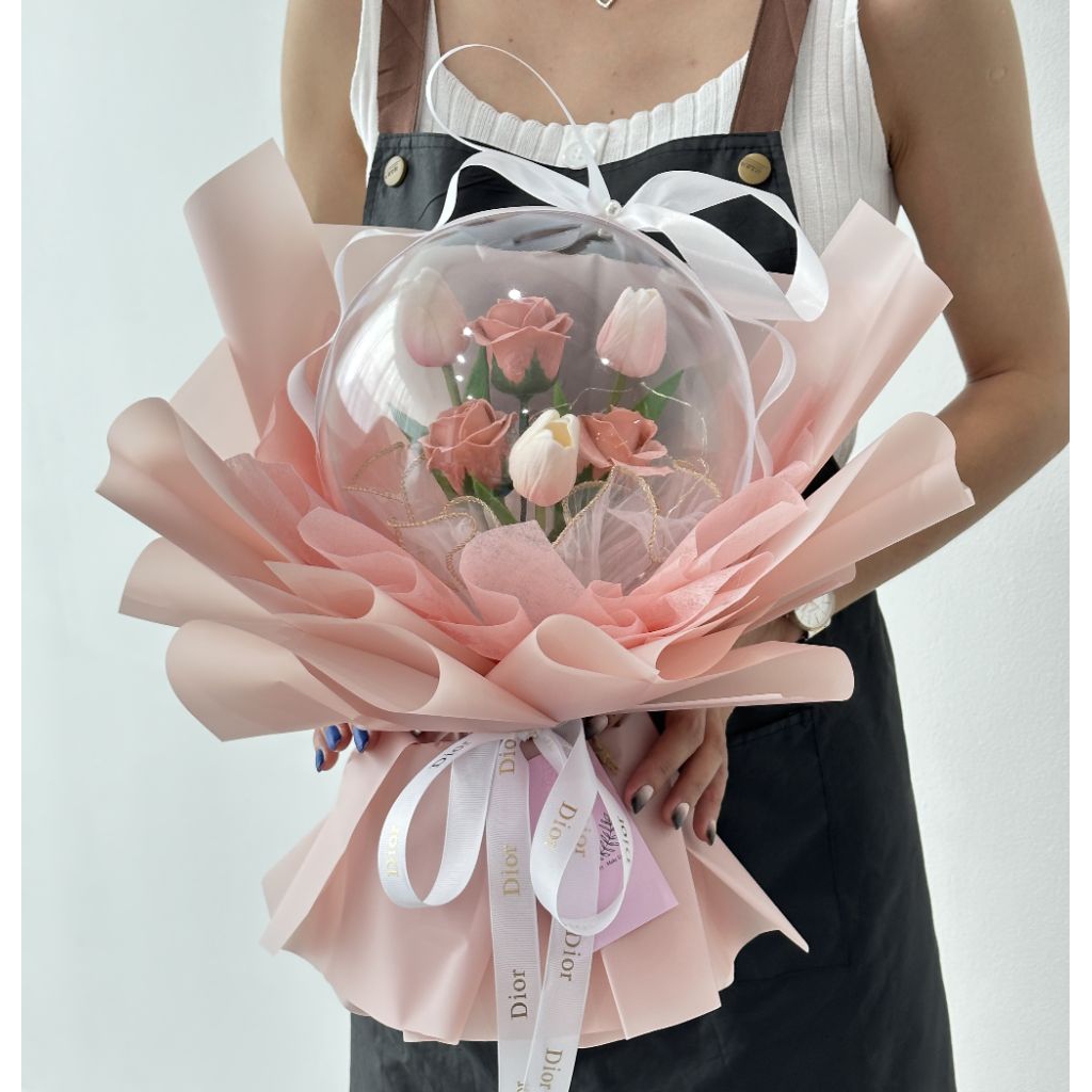 Acrylic bobo Soap Flower Rose mix Artificial Tulip亚克力波波球香皂花束 | Shopee Malaysia