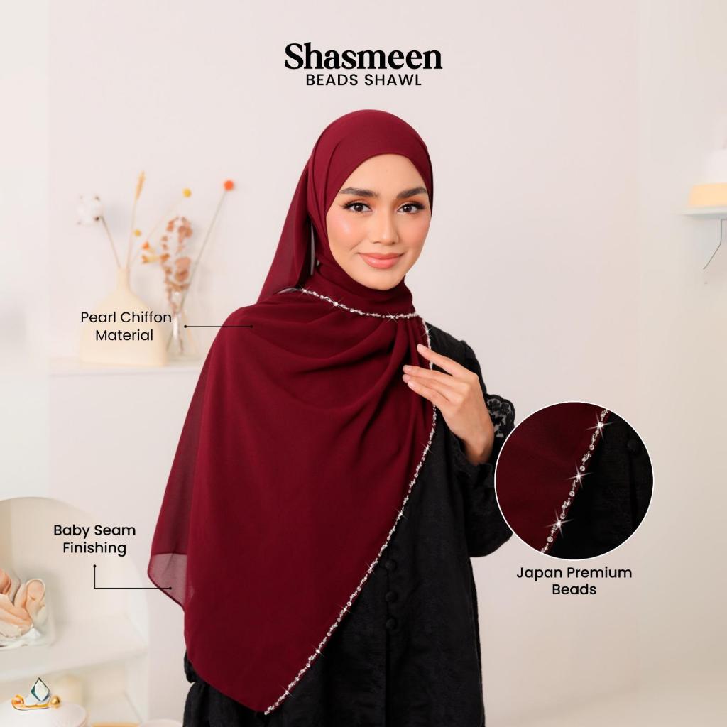 Radiusite - Shasmeen Bead Long Shawl with End Curve Material Pearl ...