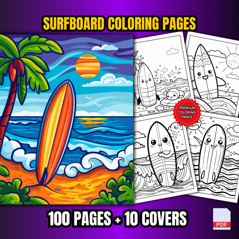 [PDF] 100 Surfboard Coloring Pages For Kids | Shopee Malaysia