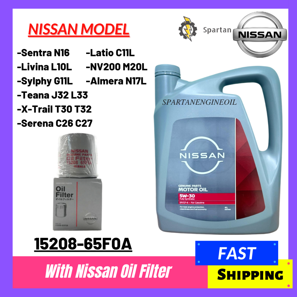 100% Original Nissan Engine Oil Fully Synthetic 5w30 4l + Oil Filter ...