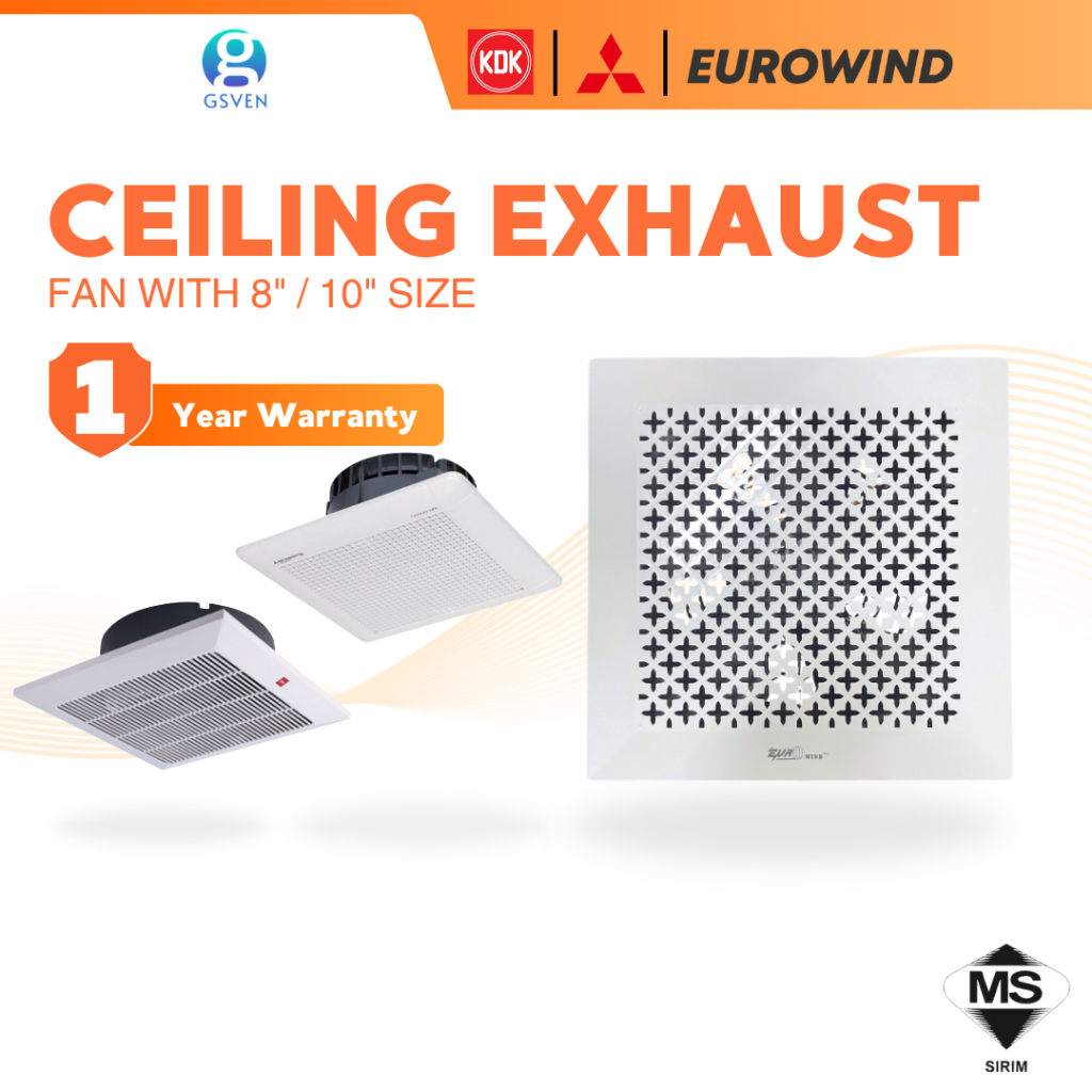 KDK/EUROWIND/MITSUBISHI (8"/20cm) / (10’’/25cm) Ceiling Type Exhaust ...