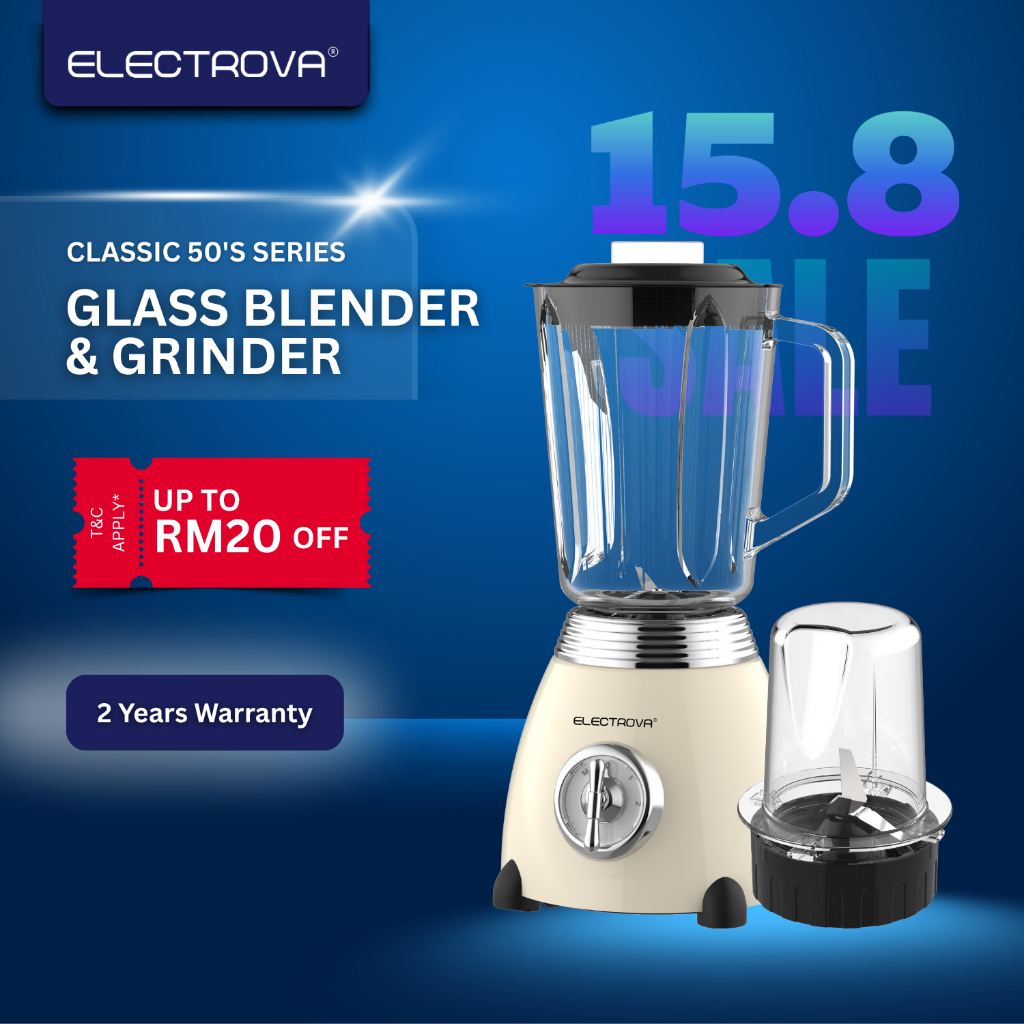 Electrova 2 in 1 Glass Blender & Grinder Classic 50's Series | Shopee Malaysia