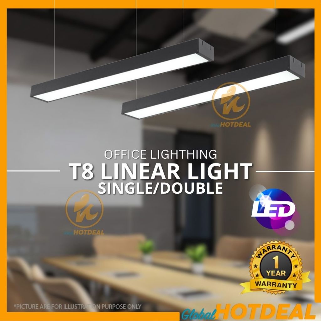 T8 LED Linear Light Lampu Panjang Kalimantang Casing LED Office Light ...