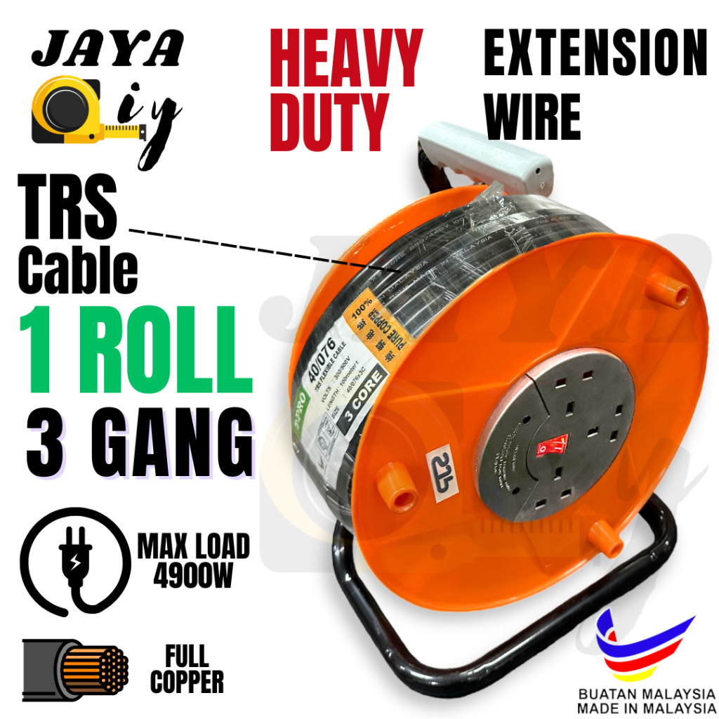 [SIRIM]【3GANG】TRS BLACK CABLE 1 ROLL LOCAL HEAVY DUTY SET Extension ...