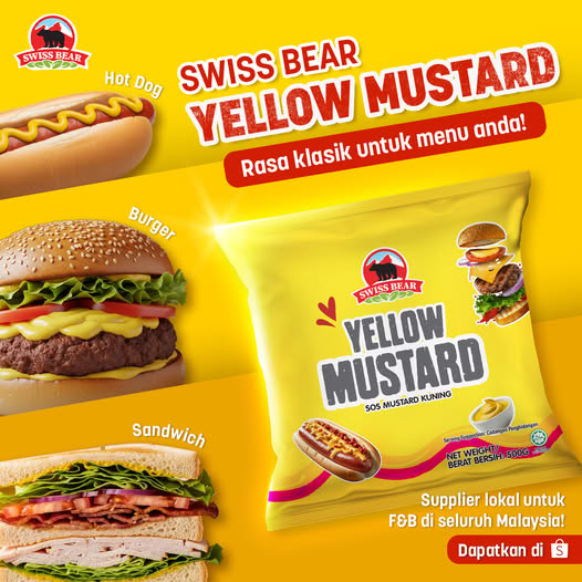 Swiss Bear Yellow Mustard 500G HALAL Sos Mustard Kuning Classic Flavour ...