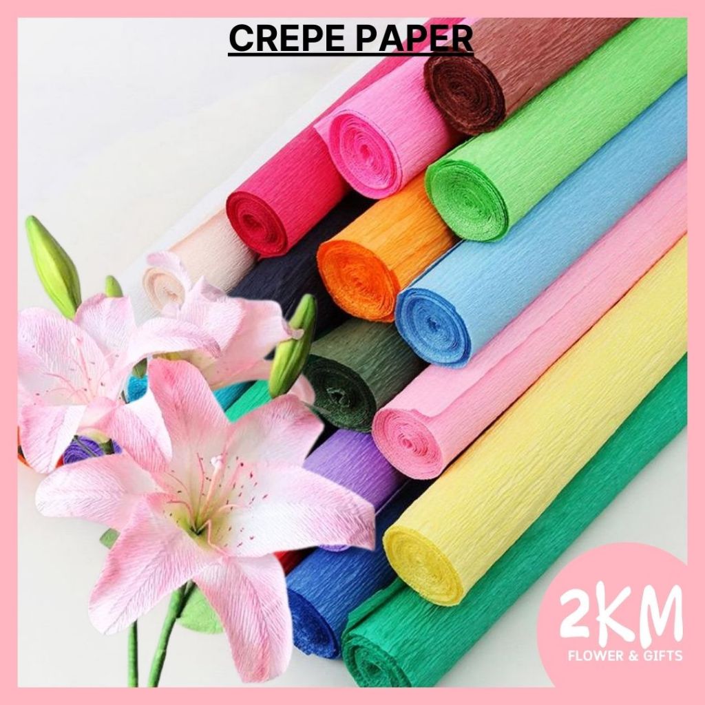 (250x50cm) CREPE PAPER Roll Flower Wrapping 皱纹纸 Bouquet Gift Florist ...