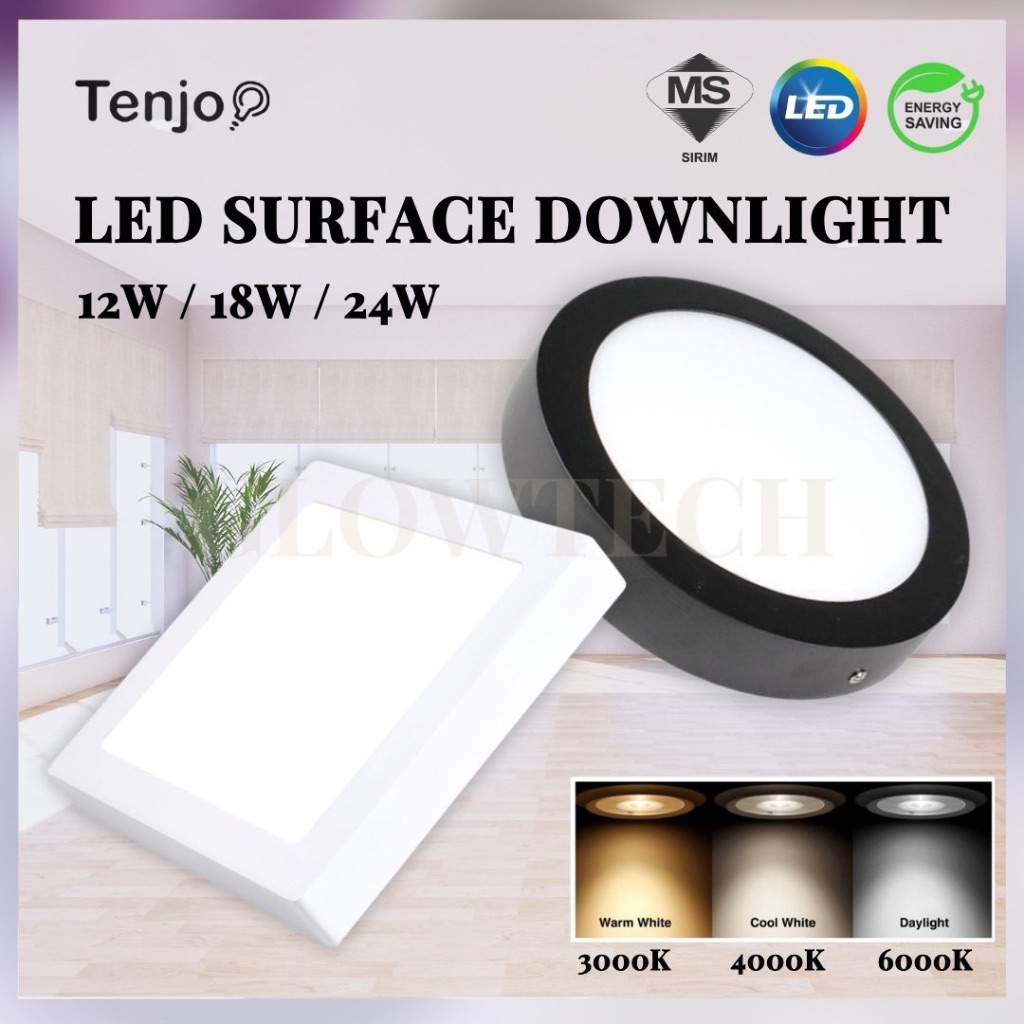 [SIRIM] NSB TENJO LED SURFACE DOWNLIGHT ROUND 12W / 18W / 24W (WHITE ...