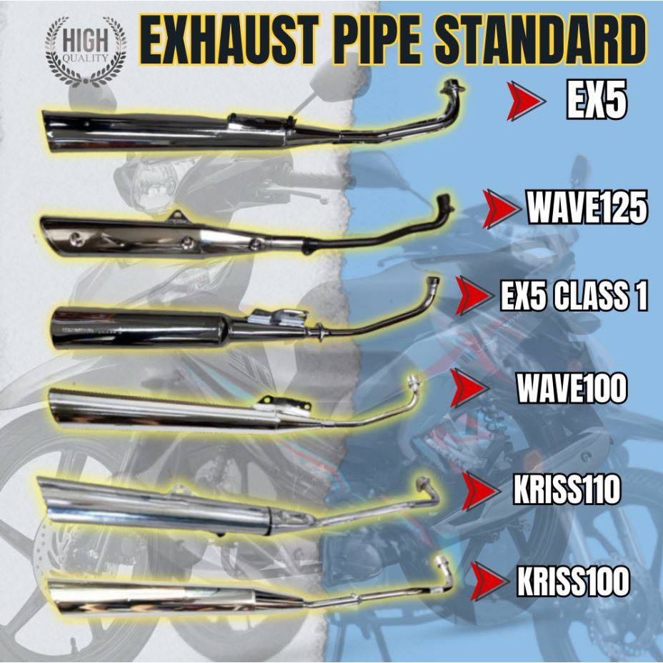 🔥EXHAUST PIPE STD EXHAUST ASSY EX5 CLASS KRISS110 FUTURE125 WAVE125 ALPHA KRISS100 GBO WAVE100🔥 ...