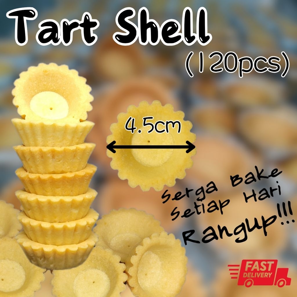 120 Pcs Tart Shell 4.5cm Borong KULIT TART RANGUP Shell Tart readymade ...