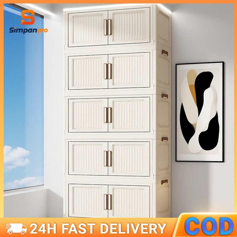 L50-70cm Double Door Plastic Wardrobe Almari Baju Plastik Kukuh with ...