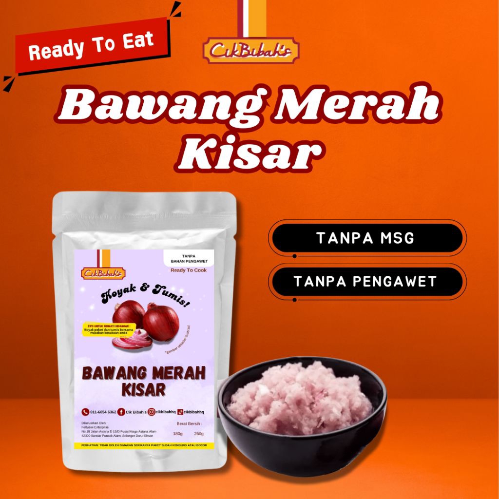 READY TO COOK Bawang Merah Kisar Cik Bibah's (120g) - No MSG | No ...