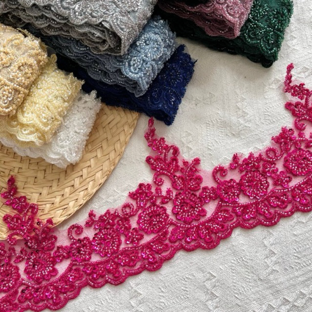 🍒 BORDERLACE FULL BEADING READYSTOCK 🍒 LACE PENUH MANIK CANTIK PREMIUM ...