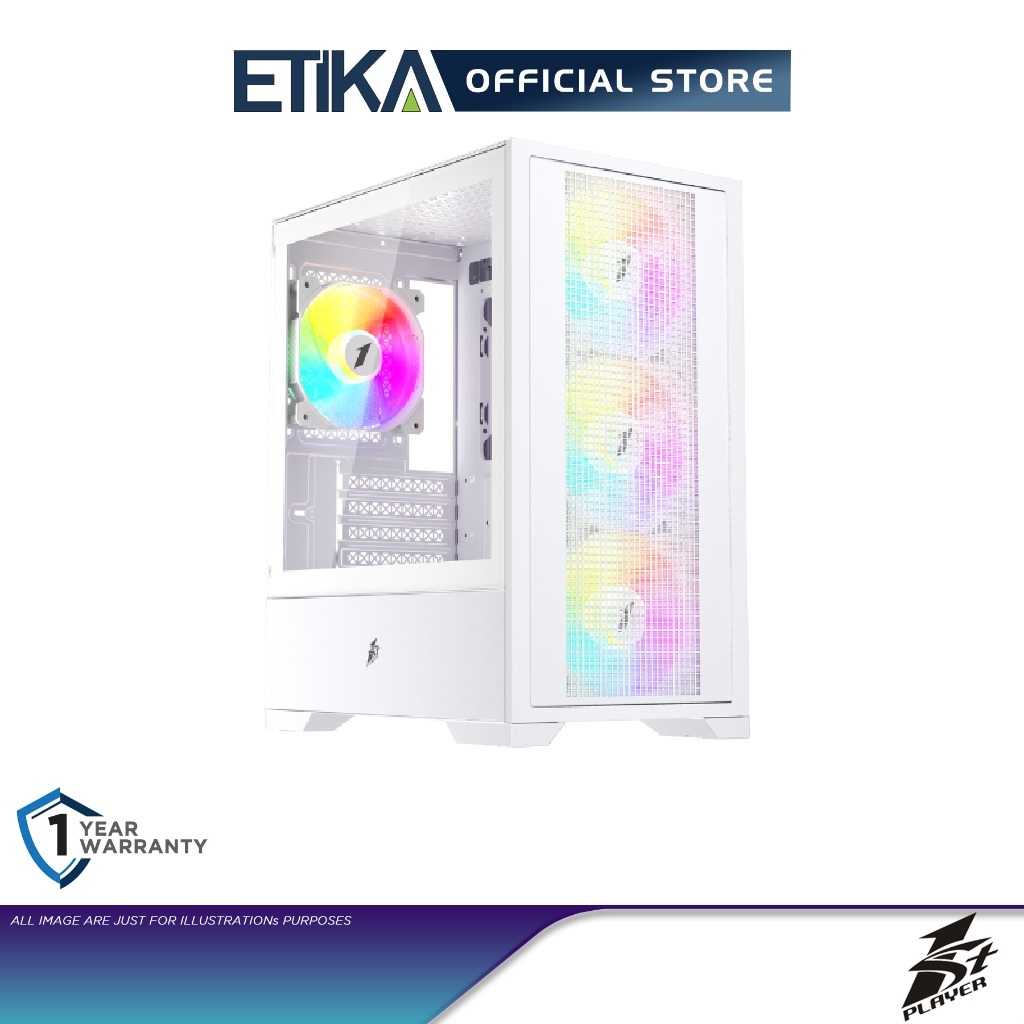 1st Player GO2 WHITE M-ATX Gaming Case | Micro ATX Tempered Glass PC ...