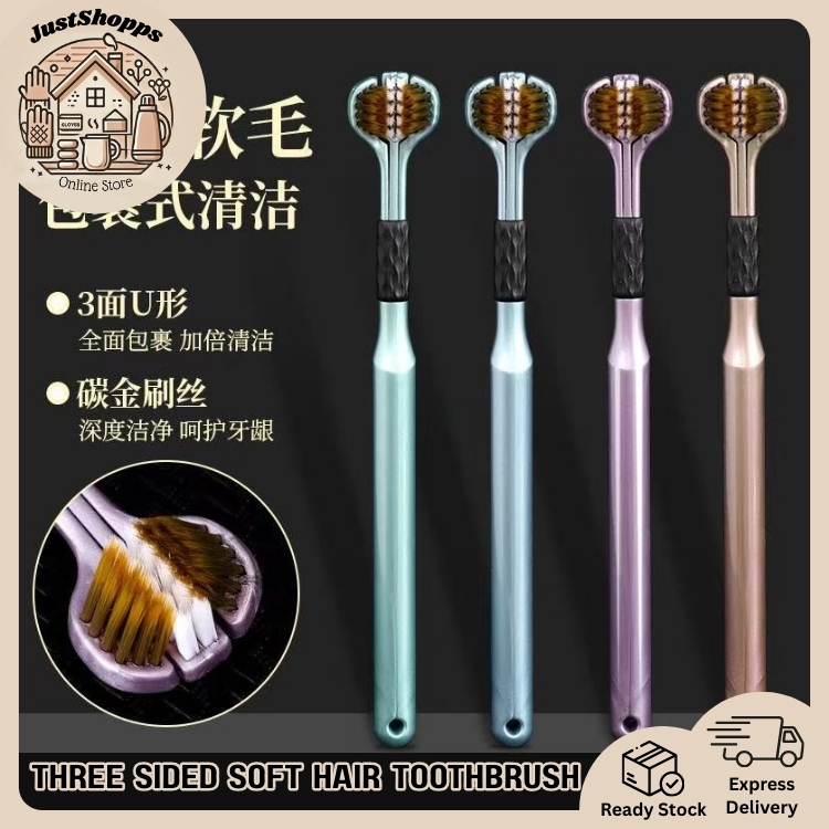 4PCS/Set Three Sided Soft Hair Adult Toothbrush Ultra Fine Soft Bristle ...