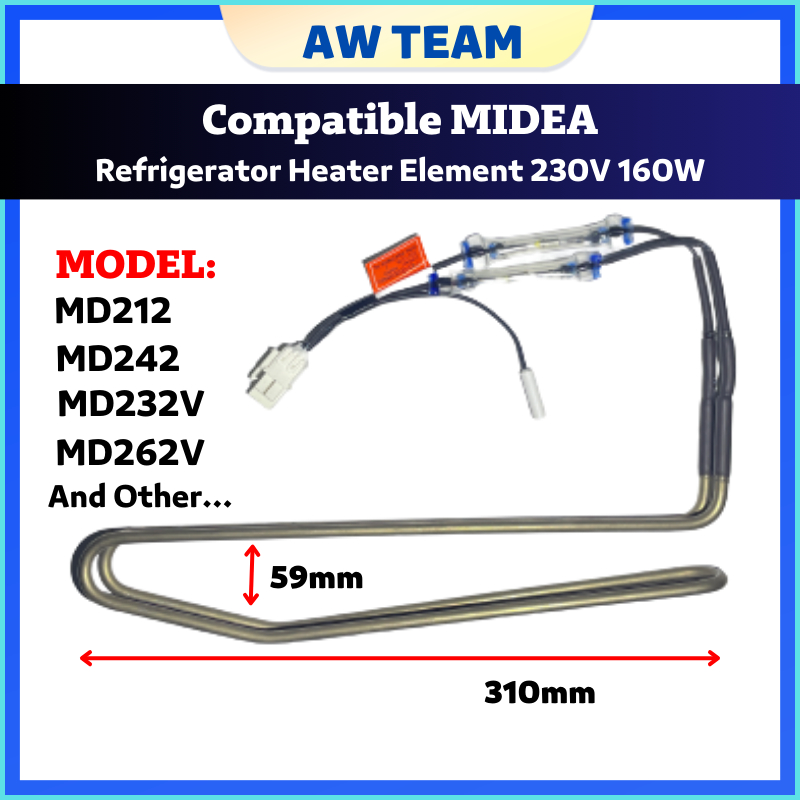 Compatible MIDEA Refrigerator Heater Element 230V 160W MD212 MD242 ...
