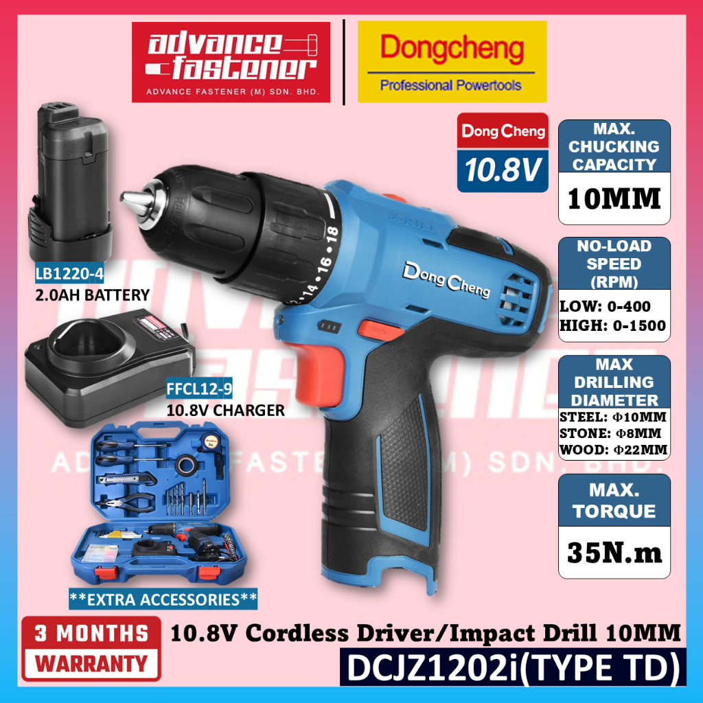 DONG CHENG DCJZ1202i / DCJZ1202 12Vmax / 10.8V Cordless Driver / Impact ...