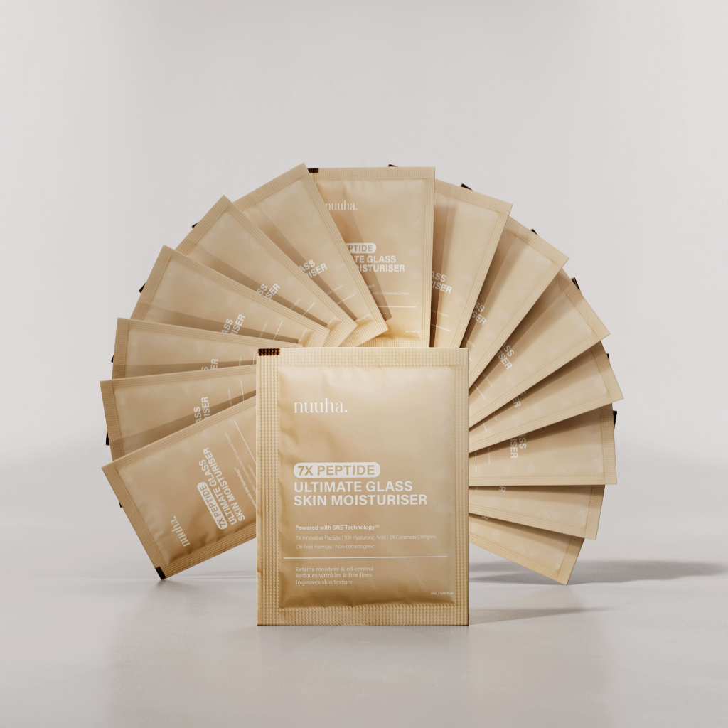 NUUHA BEAUTY MOISTURISER SACHET BUNDLE DEAL - 7X Peptide Ultimate Glass ...