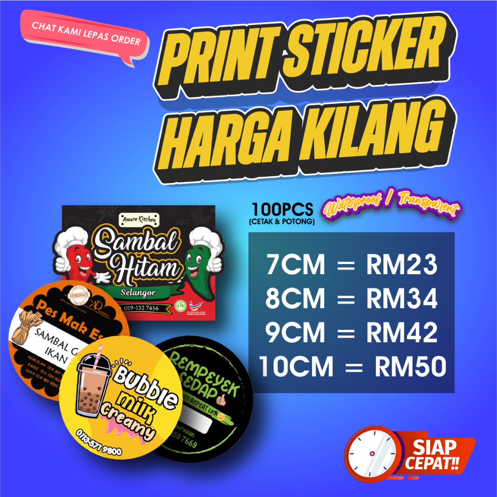 (100PCS - 300PCS) - WATERPROOF/TRANSPARENT Stiker/Label Produk PVC ...