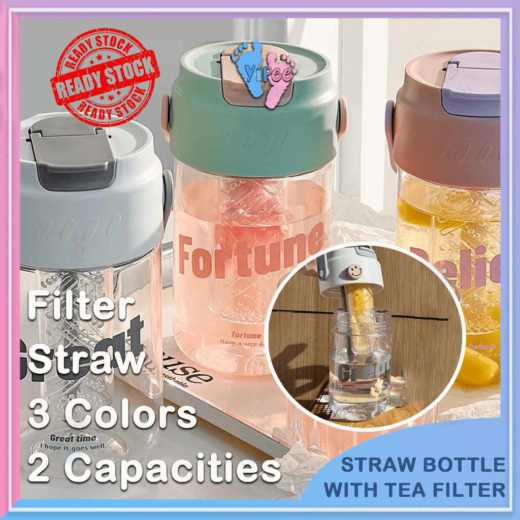 INS Style Straw Water Bottle Sports Office Outdoor Travel Use Botol Air ...