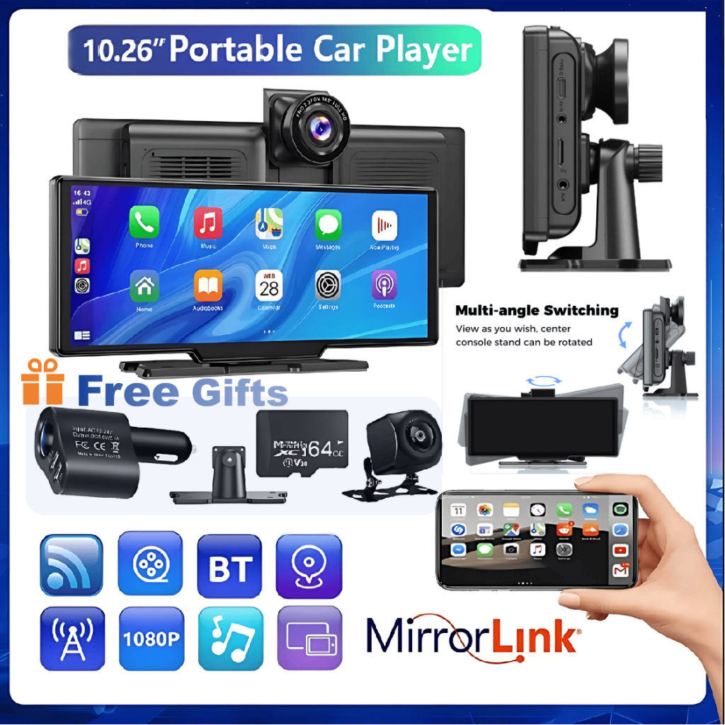 Wireless Carplay Screen for Apple Carplay Android Auto 4K & 1080P Dual ...