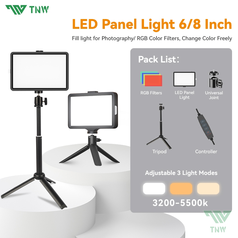 TNW 6‘’ 8‘’ LED Fill Light Video Lighting Studio with Filters Desktop ...