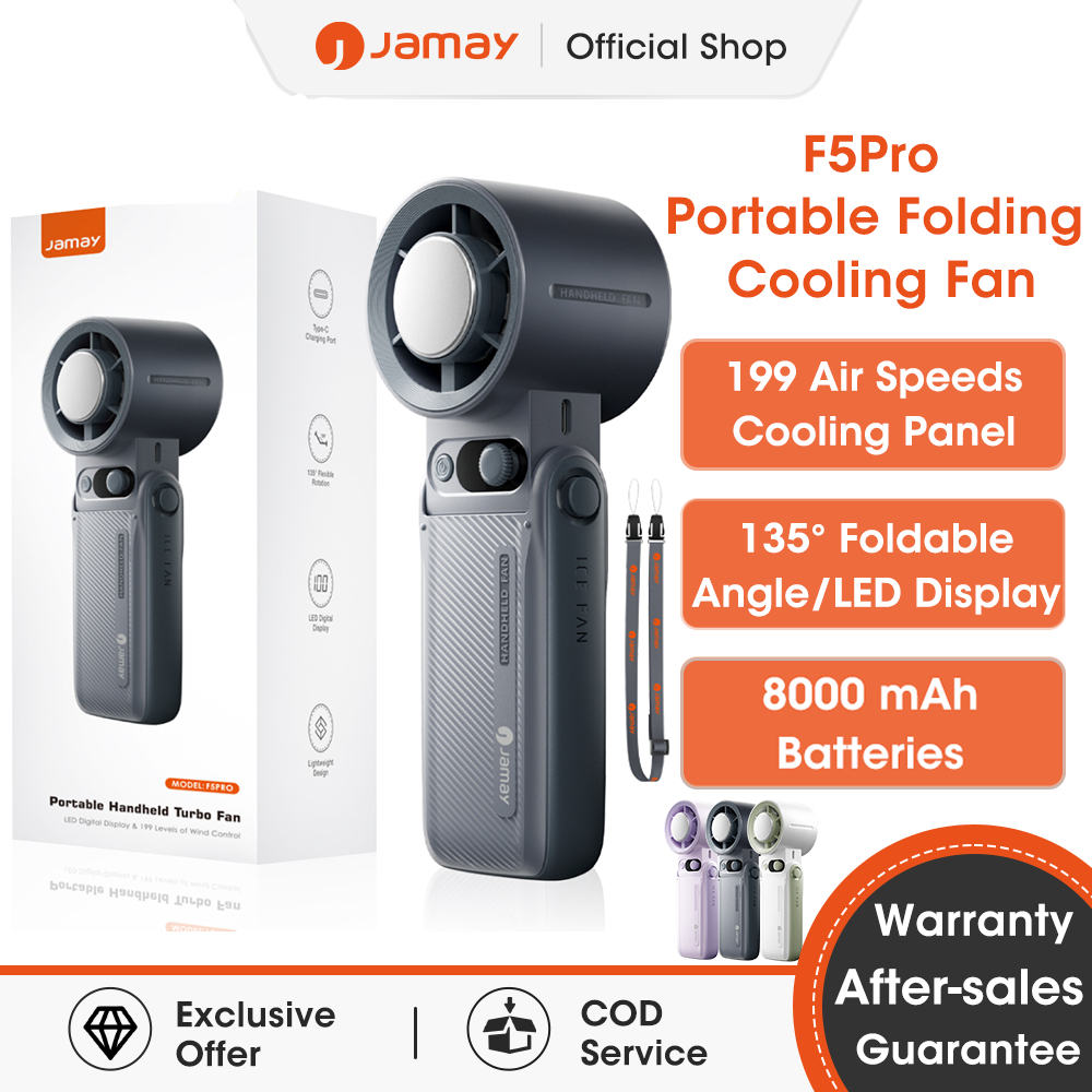 JAMAY Portable Handheld Fan 8000mAh 30h cooling Foldable Hand Fans with ...