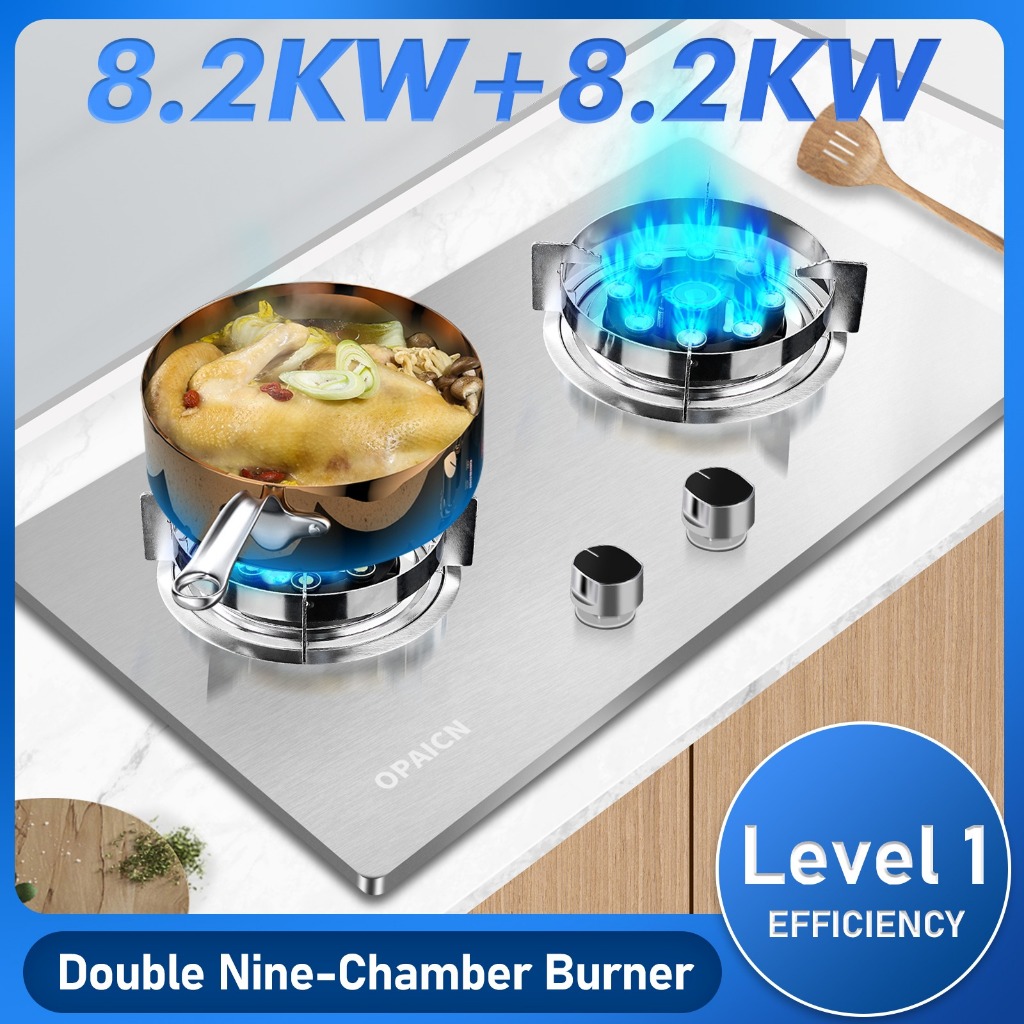Stainless Steel Double Burner Gas Stove Nine-cavity Fierce Fire ...