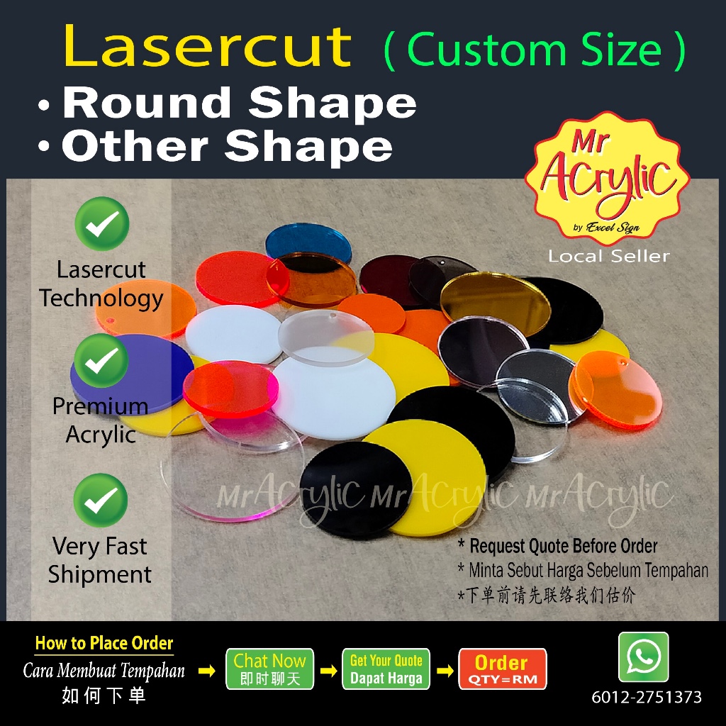 Round Shape Acrylic /Akrilik Bentuk Bulat / Lasercut Custom Size ...