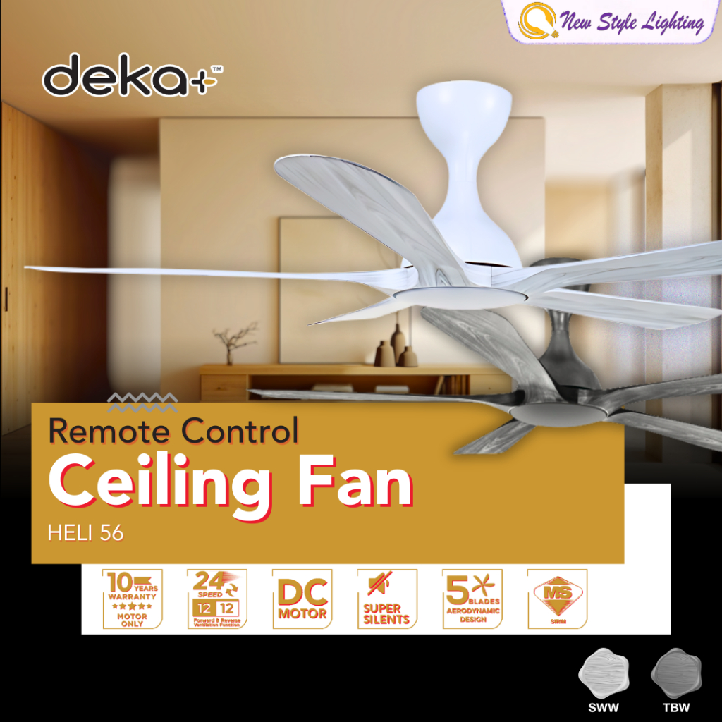 deka+ HELI56 56 Inch 5 Blade Remote Control Inverter DC Motor Ceiling ...