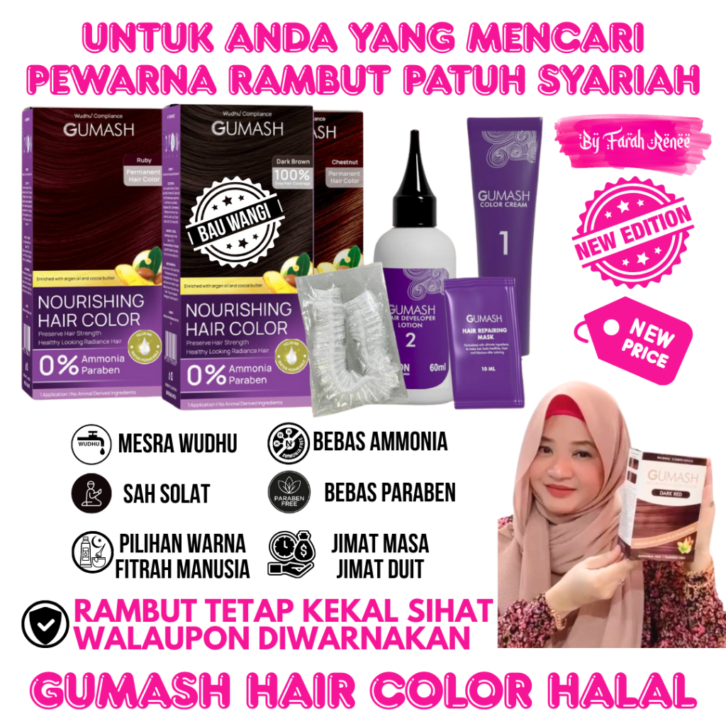 Pewarna Rambut Halal Uban Gumash Patuh Syariah Sah Solat Warna Dai Inai ...