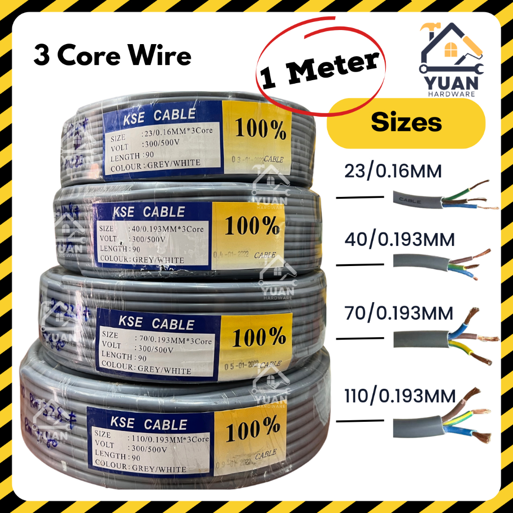 [Sell by Meter] 3 Core Flexible Cable Wire |Wayar Kabel 3 Core | Wayar ...