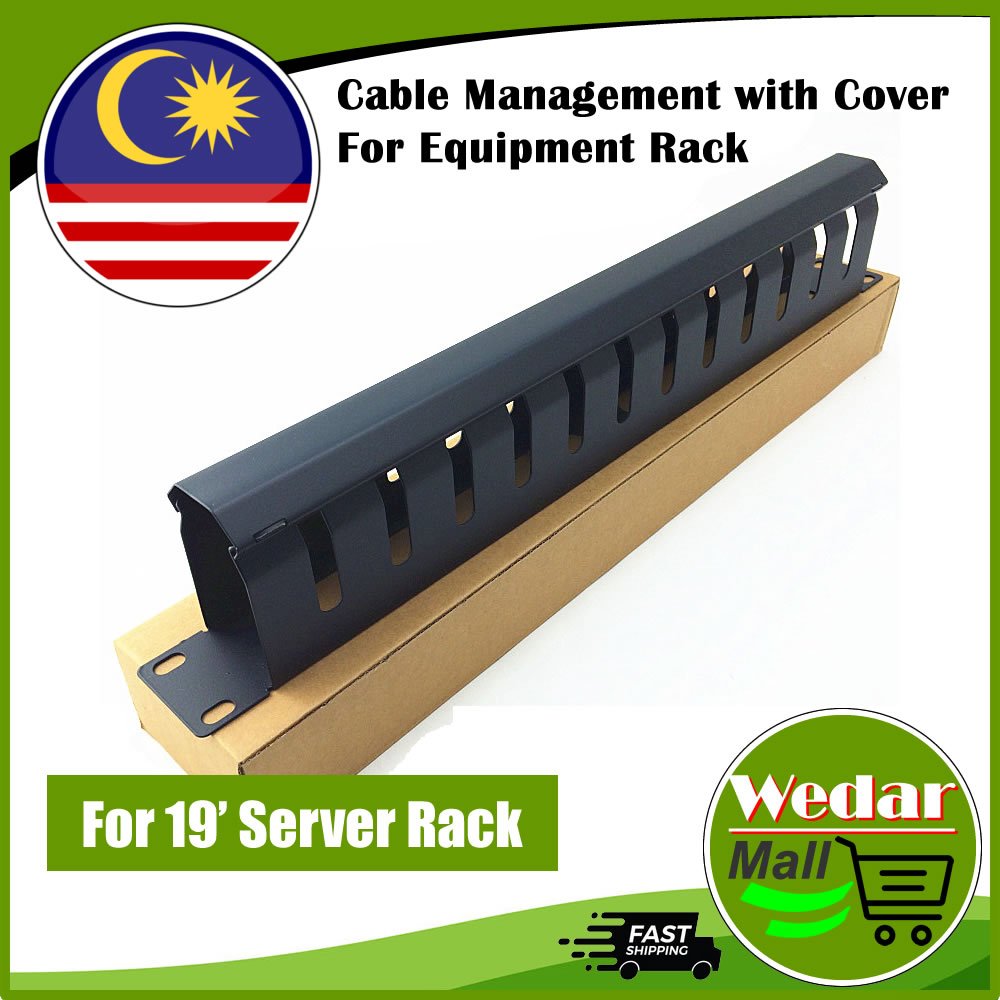 19 Inch 1U Server Rack Cable Management -12 Slot Horizontal Mount Wire ...