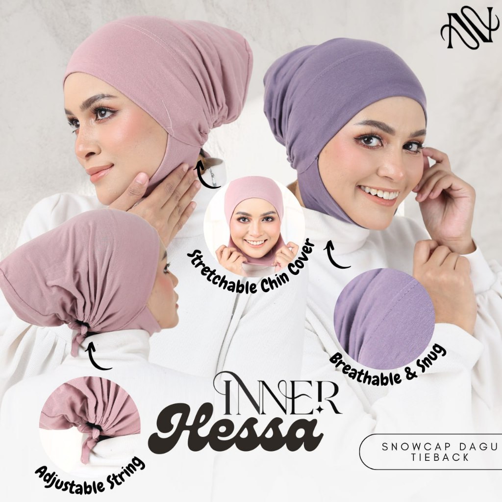 INNER HESSA Warda Dagu Bertali Kain Cotton Snowcap Dagu Tieback untuk ...