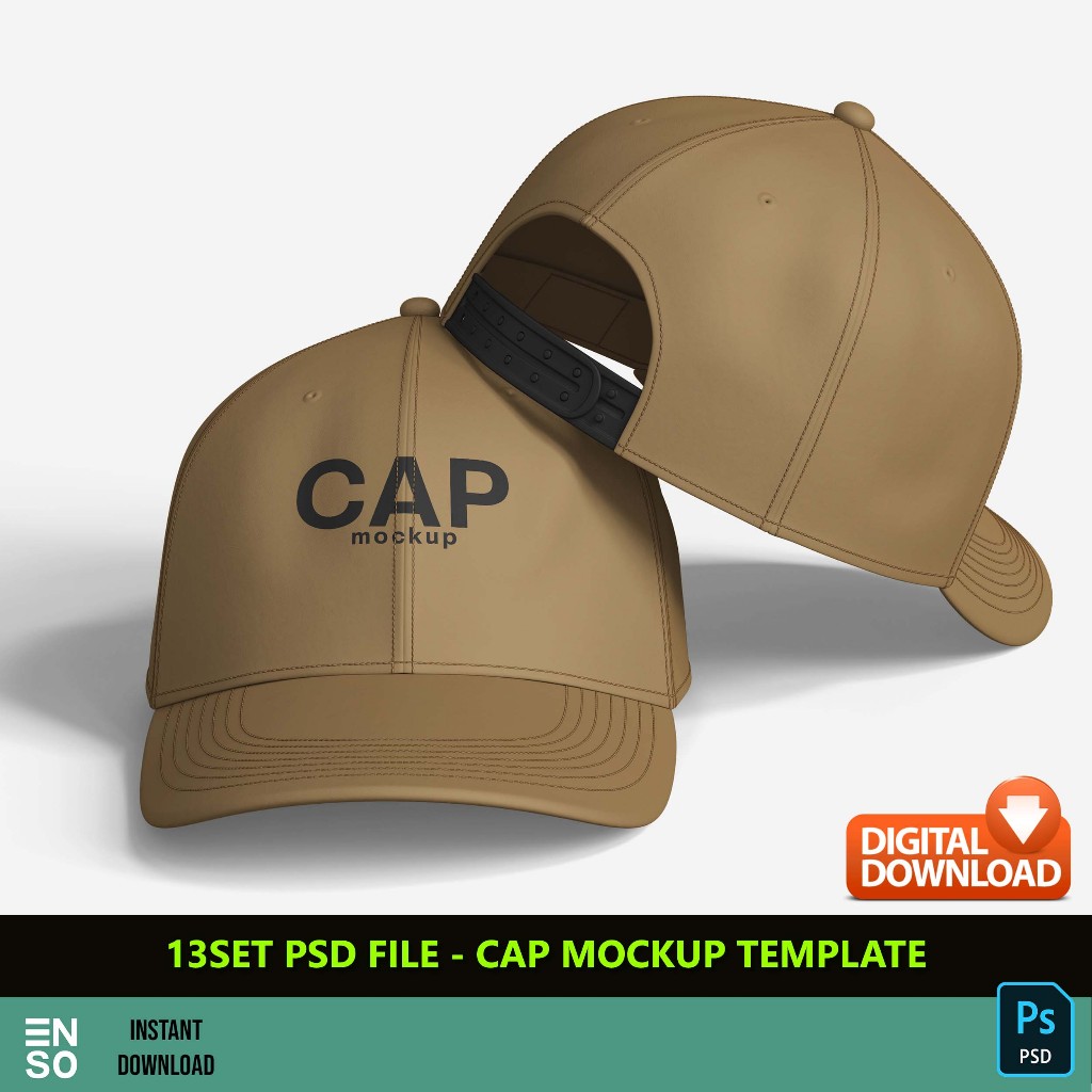 13Set PSD Files - Cap Mockup Template | Hat Mockup | Self Edit ...