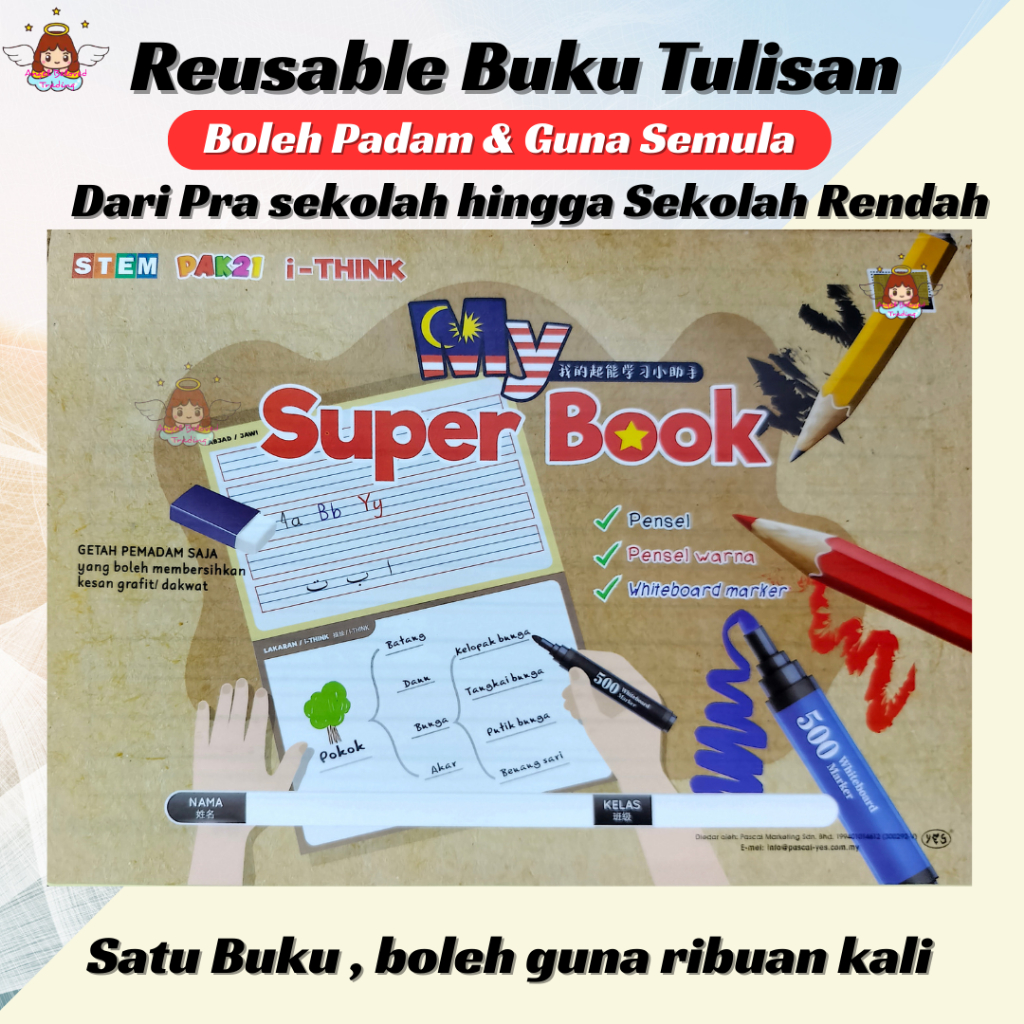 Buku Tulisan Boleh Padam (Reusable)/ Buku Latihan Menulis Prasekolah ...
